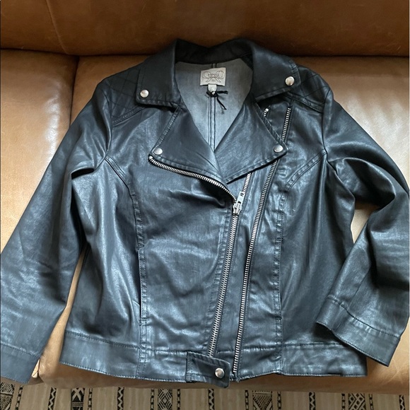 Mango | Jackets & Coats | Mango Waxed Motorcycle Jacket Black Silver ...